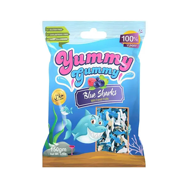 Yummy Gummy Blue Sharks 150gm – Greenvalley Rwp
